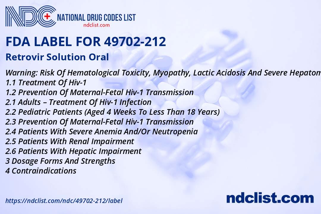 FDA Label for Retrovir Solution Oral - Indications, Usage & Precautions