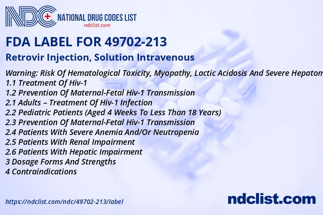 FDA Label for Retrovir Injection, Solution Intravenous - Indications ...