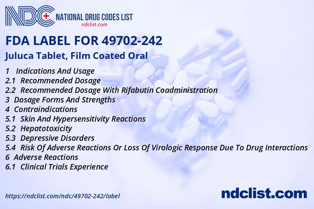 FDA Label for Juluca Tablet, Film Coated Oral - Indications, Usage ...