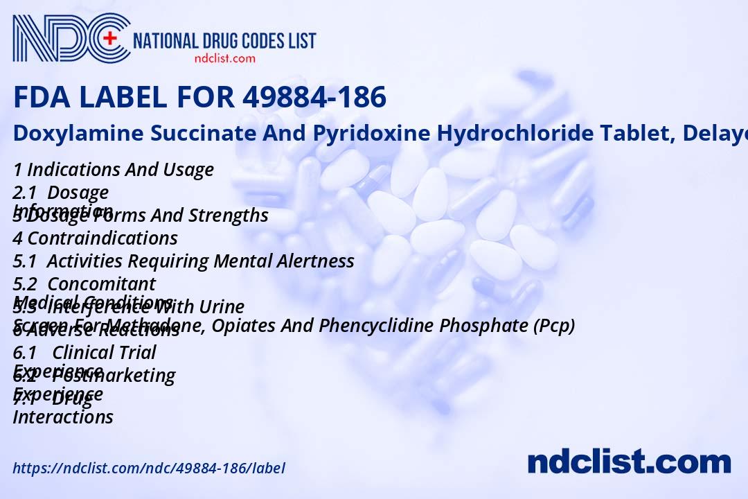FDA Label for Doxylamine Succinate And Pyridoxine Hydrochloride Tablet, Delayed Release Oral ...
