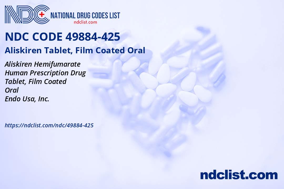 NDC 49884-425 Aliskiren Tablet, Film Coated Oral