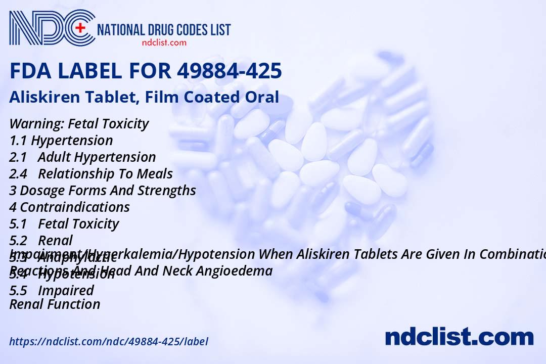 FDA Label for Aliskiren Tablet, Film Coated Oral - Indications, Usage ...