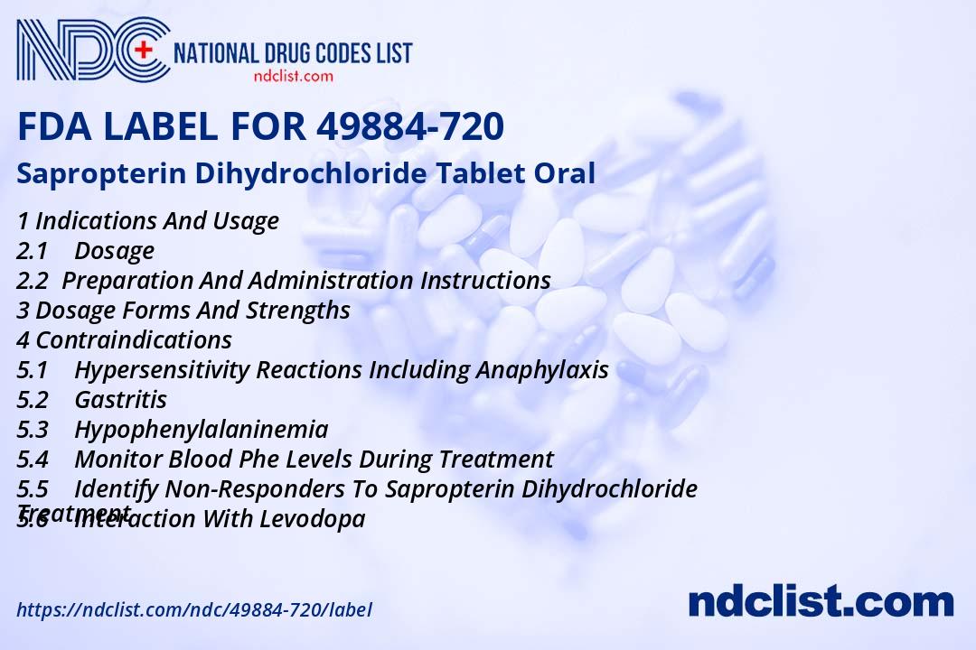 FDA Label for Sapropterin Dihydrochloride Tablet Oral - Indications ...