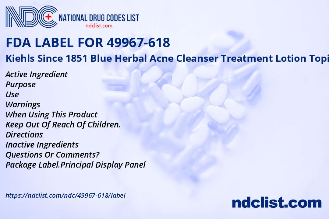 Kiehls Since 1851 Blue Herbal FDA Label - NDC 49967-618