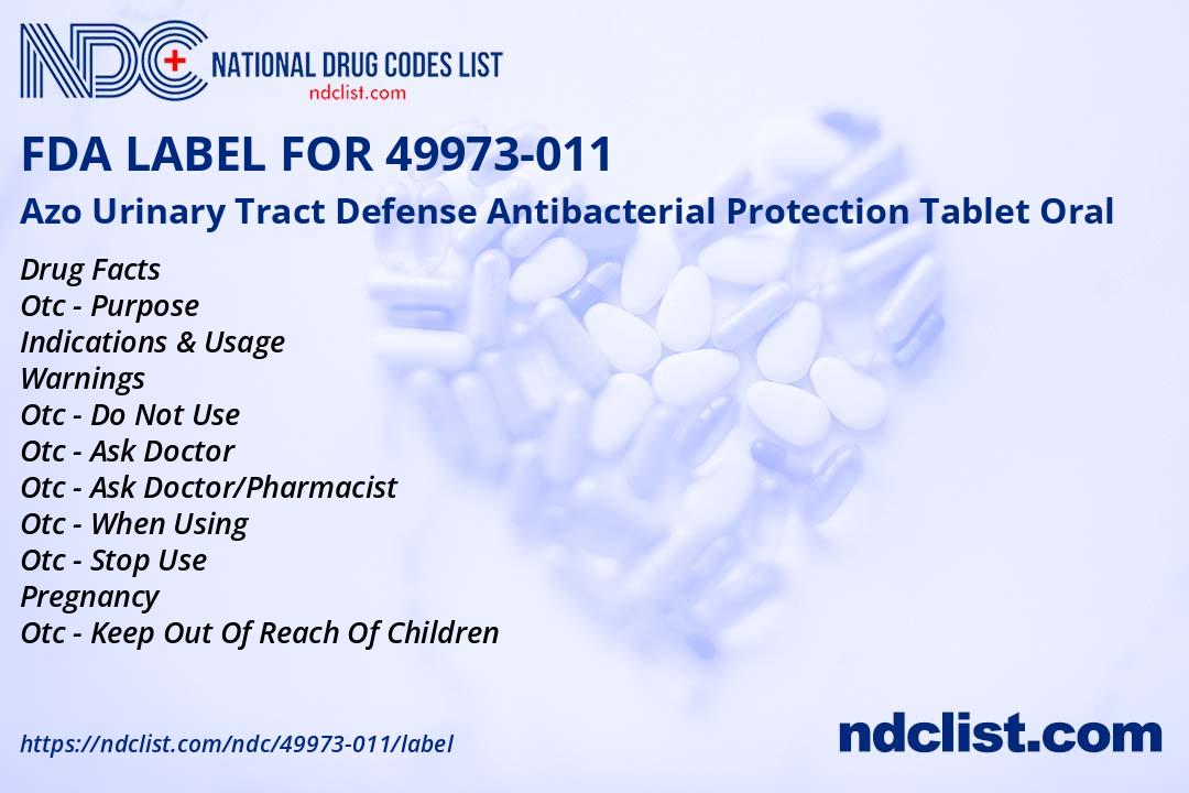 Azo Urinary Tract Defense Tablet- FDA Label NDC49973-011