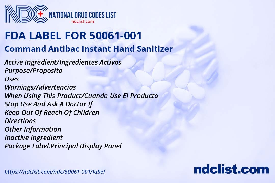 Command Antibac Instant Hand S FDA Label - NDC 50061-001