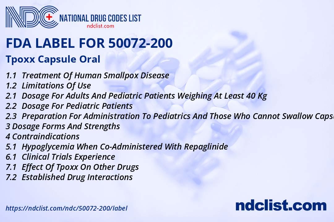 FDA Label for Tpoxx Capsule Oral - Indications, Usage & Precautions