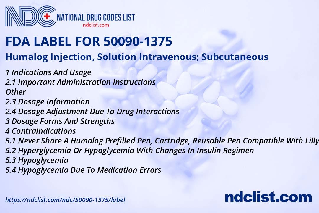 Humalog Injection, Solution FDA Label - NDC 50090-1375