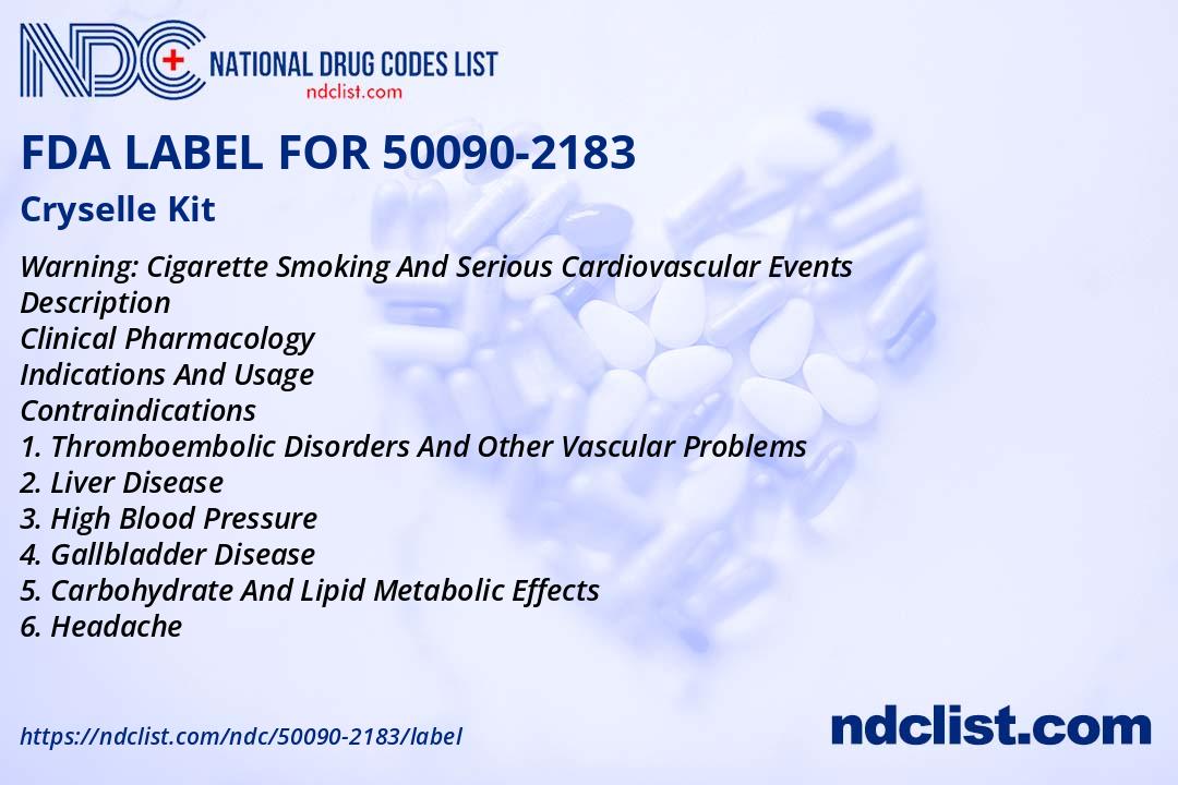 FDA Label for Cryselle Kit - Indications, Usage & Precautions