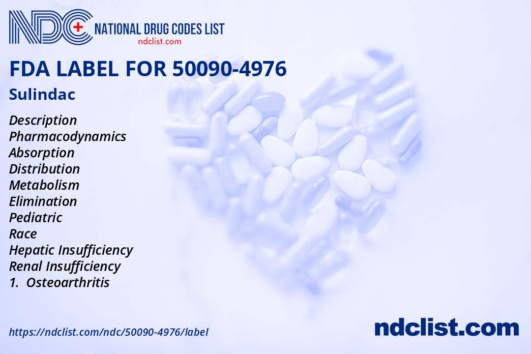 FDA Label for Sulindac - Indications, Usage & Precautions