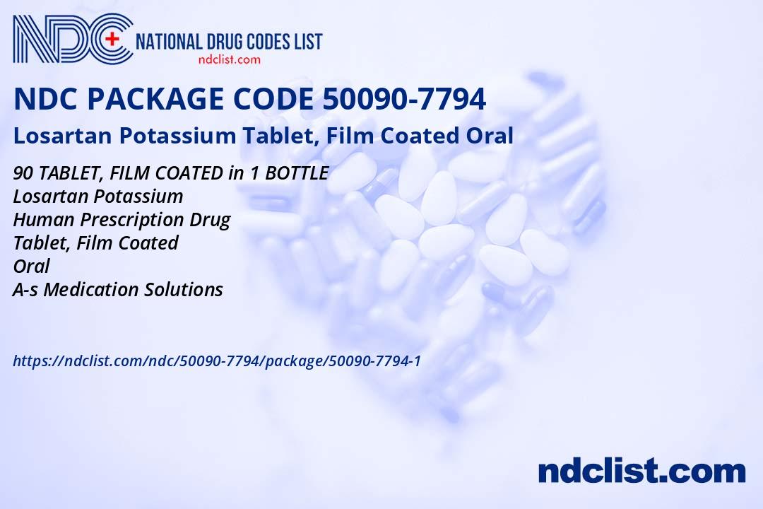 Losartan Potassium Tablet, Film Coated- NDC50090-7794-1