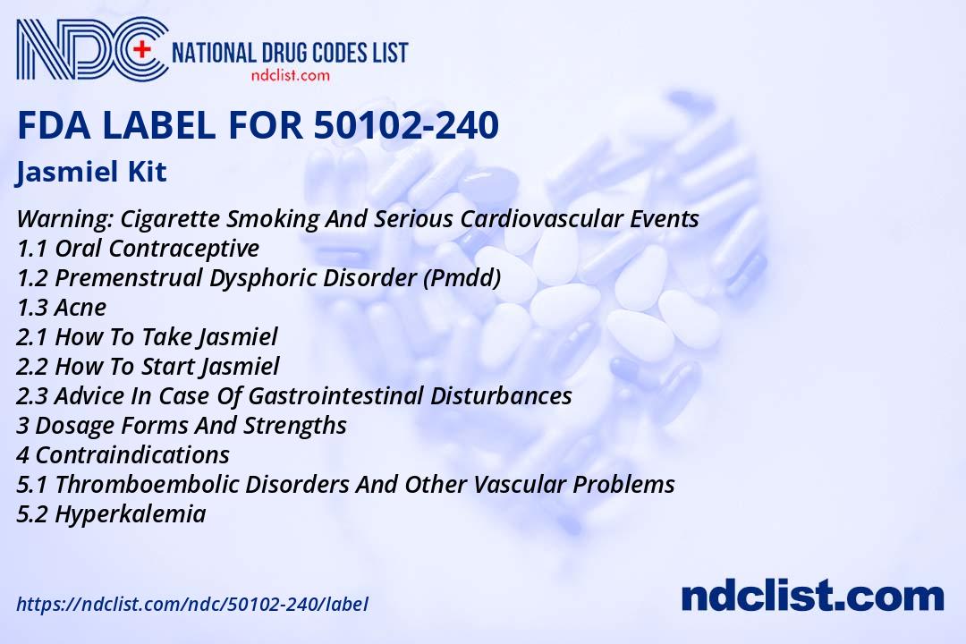 FDA Label for Jasmiel Kit - Indications, Usage & Precautions