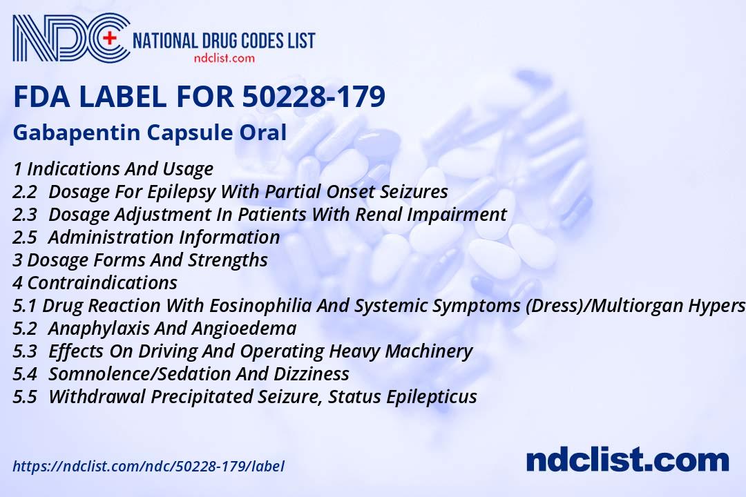 Gabapentin Capsule- FDA Label NDC50228-179