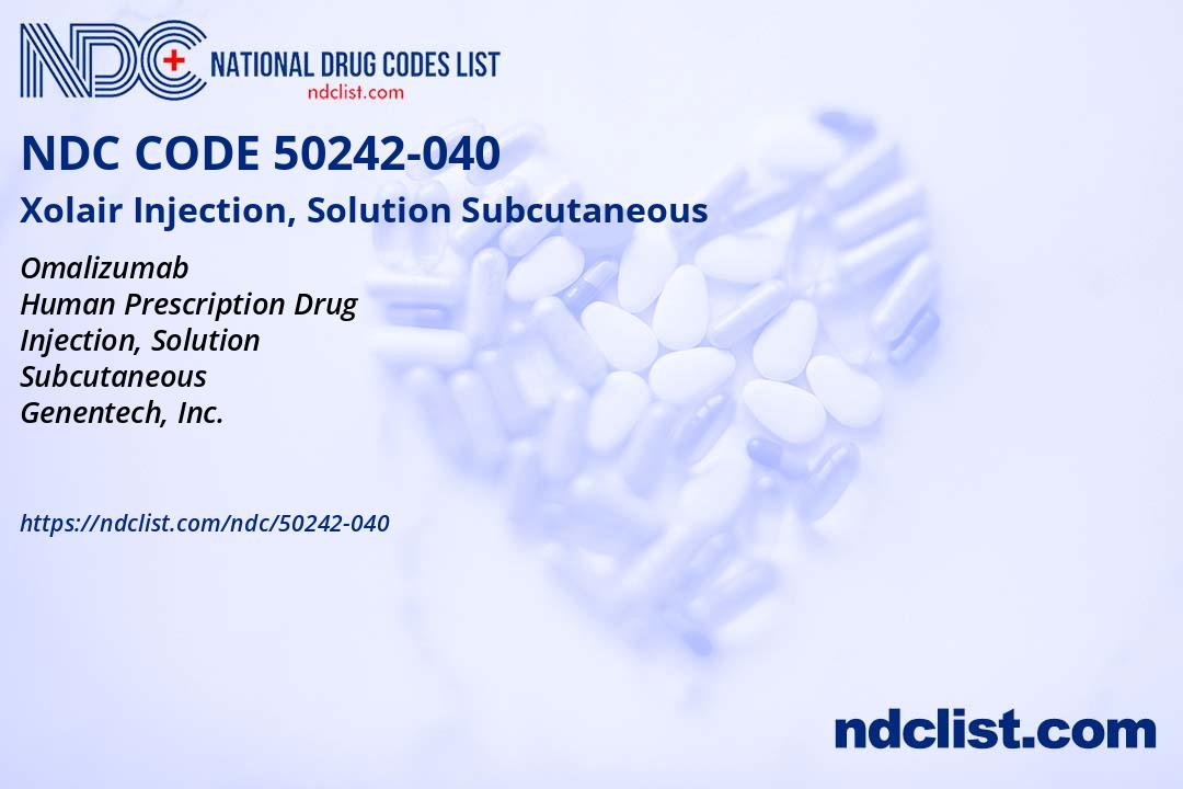 NDC 50242-040 Xolair Injection, Solution Subcutaneous