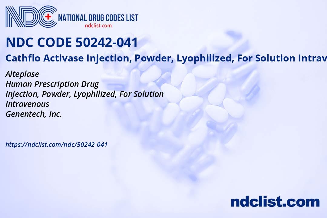 NDC 50242-041 Cathflo Activase Injection, Powder, Lyophilized, For ...