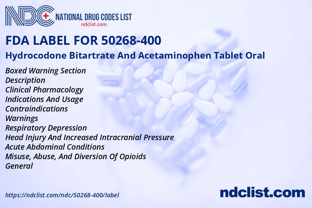 FDA Label for Hydrocodone Bitartrate And Acetaminophen Tablet Oral ...
