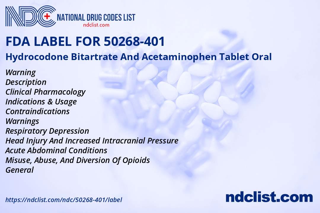 FDA Label for Hydrocodone Bitartrate And Acetaminophen Tablet Oral ...