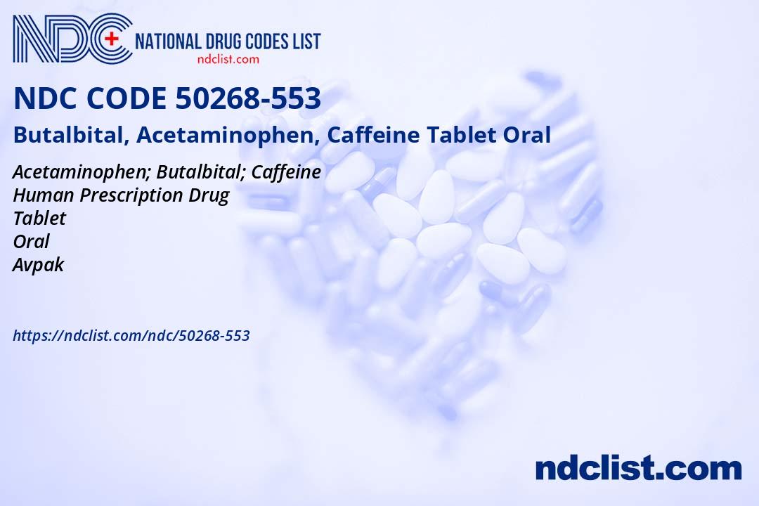 Butalbital, Acetaminophen, Caffeine Tablet- NDC50268-553