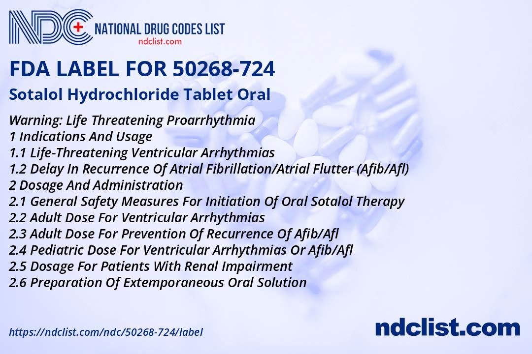 FDA Label for Sotalol Hydrochloride Tablet Oral - Indications, Usage ...