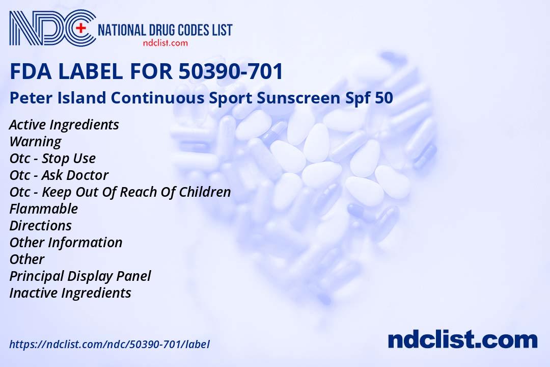 FDA Label for Peter Island Continuous Sport Sunscreen Spf 50 ...