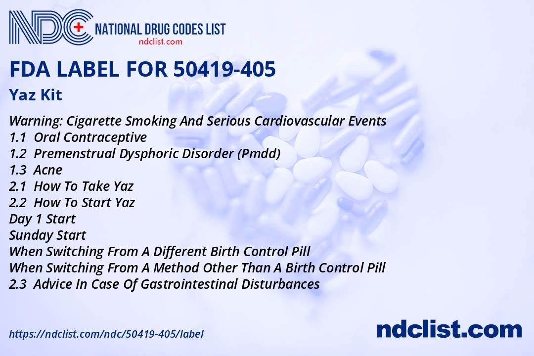 FDA Label for Yaz Kit - Indications, Usage & Precautions