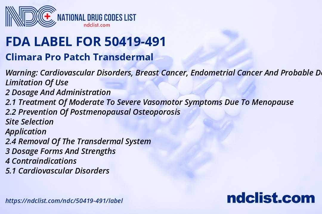 FDA Label for Climara Pro Patch Transdermal - Indications, Usage ...