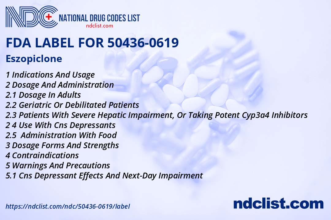 FDA Label for Eszopiclone - Indications, Usage & Precautions