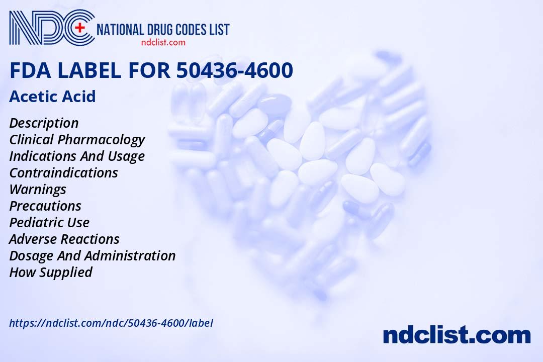FDA Label for Acetic Acid - Indications, Usage & Precautions