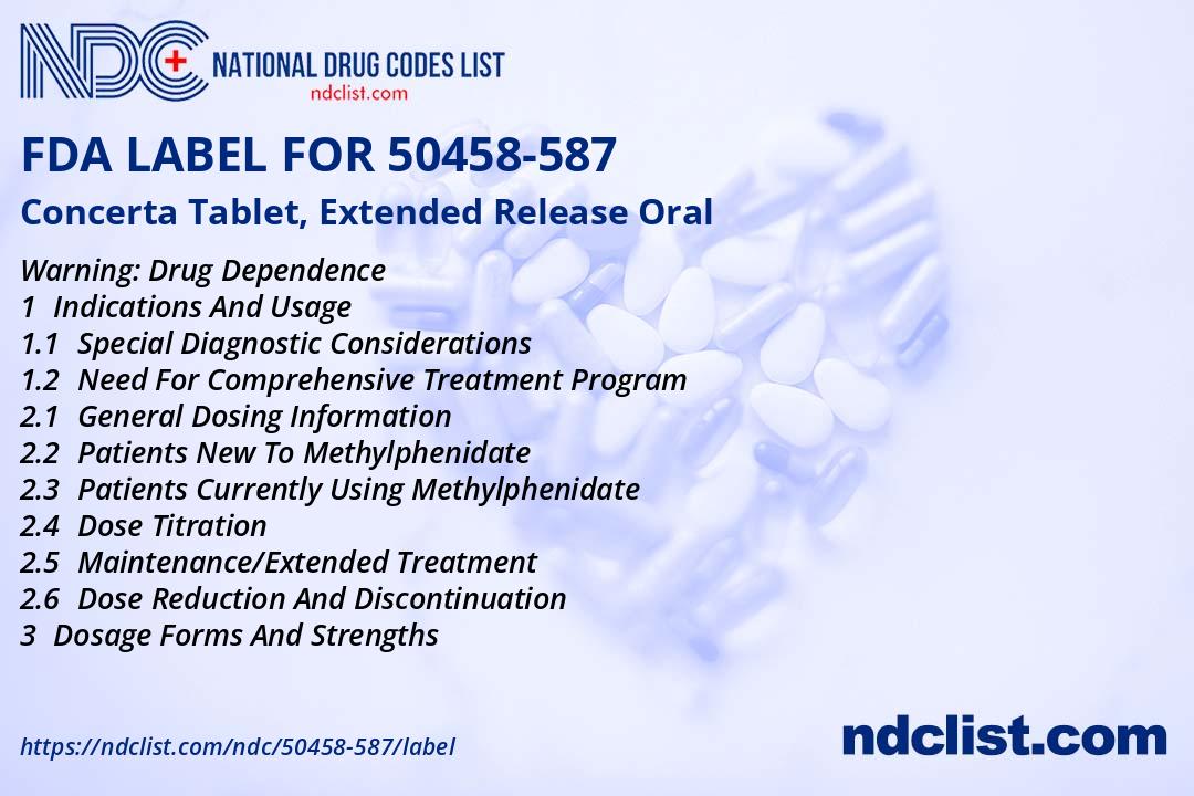 Concerta Tablet, Extended Release FDA Label - NDC 50458-587