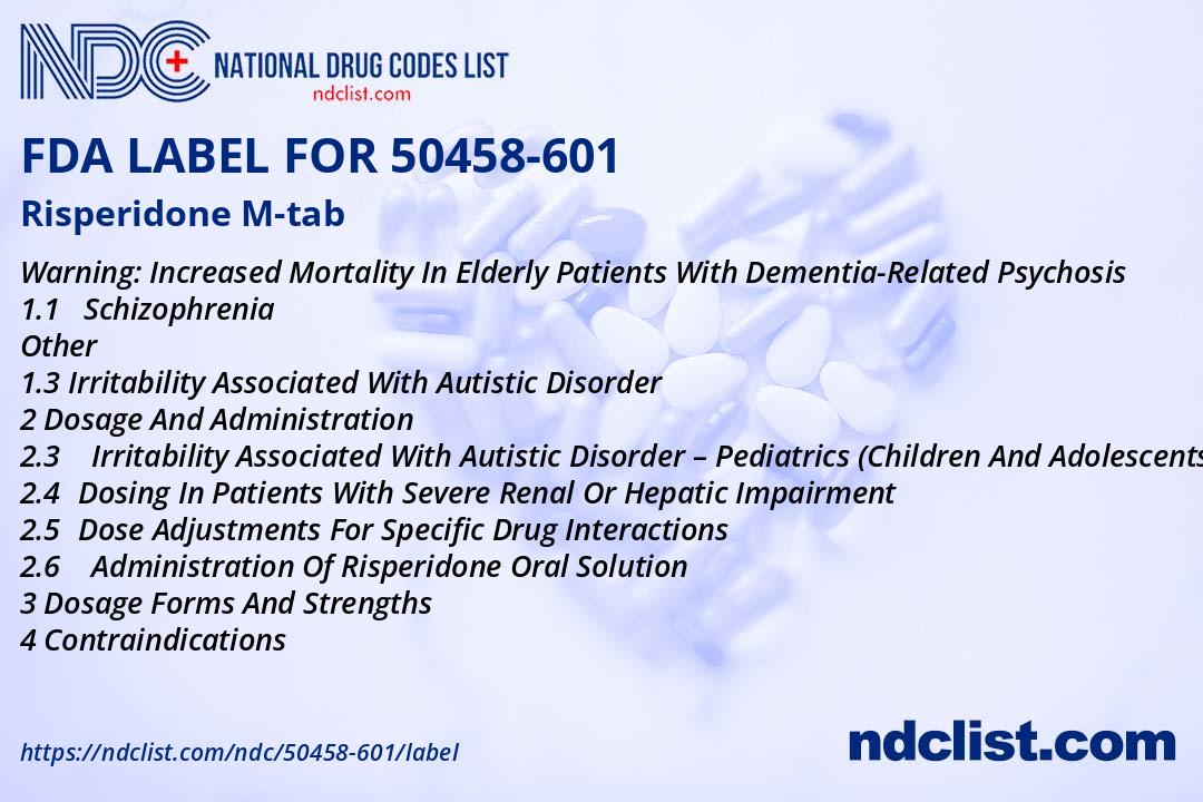 Risperidone M-tab- FDA Label NDC50458-601