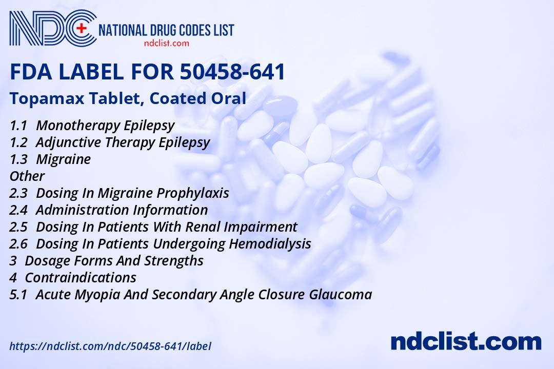FDA Label for Topamax Tablet, Coated Oral - Indications, Usage ...