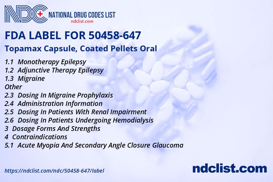 FDA Label for Topamax Capsule, Coated Pellets Oral - Indications, Usage ...