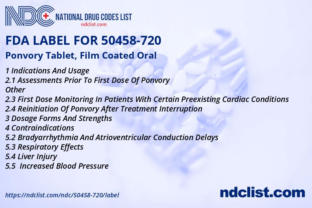 Ponvory Tablet, Film Coated- FDA Label NDC50458-720