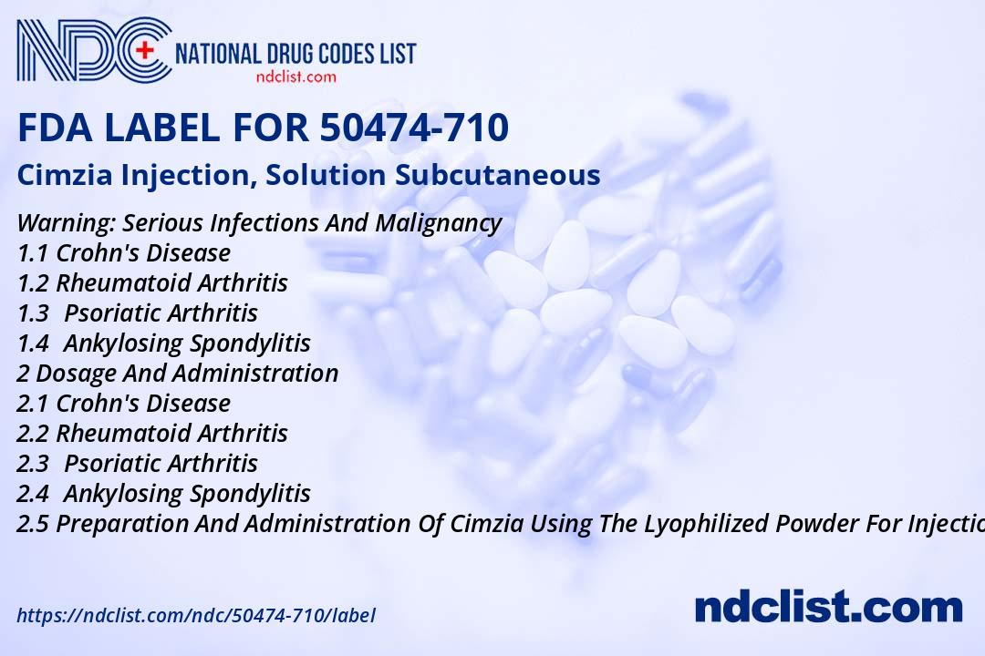 FDA Label for Cimzia Injection, Solution Subcutaneous - Indications ...