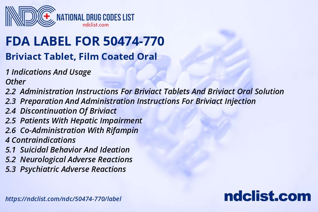 FDA Label for Briviact Tablet, Film Coated Oral - Indications, Usage ...