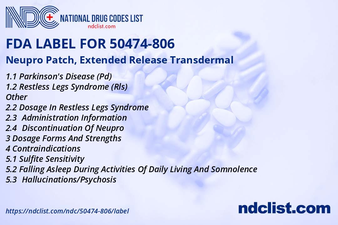 Neupro Patch, Extended Release FDA Label - NDC 50474-806