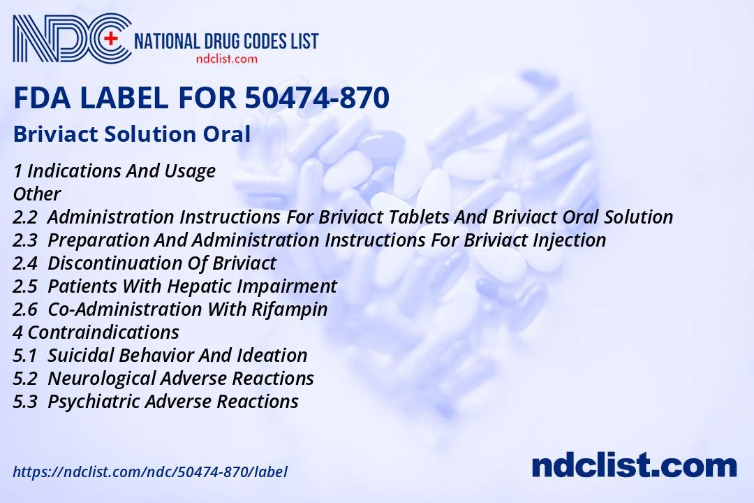 FDA Label for Briviact Solution Oral - Indications, Usage & Precautions