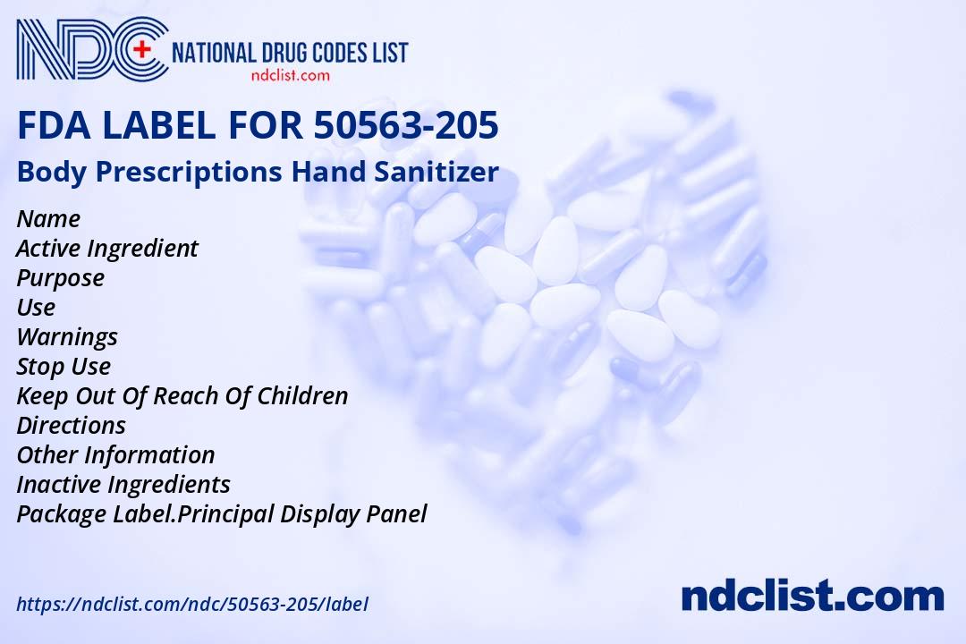 Body Prescriptions Hand Sanitizer- FDA Label NDC50563-205