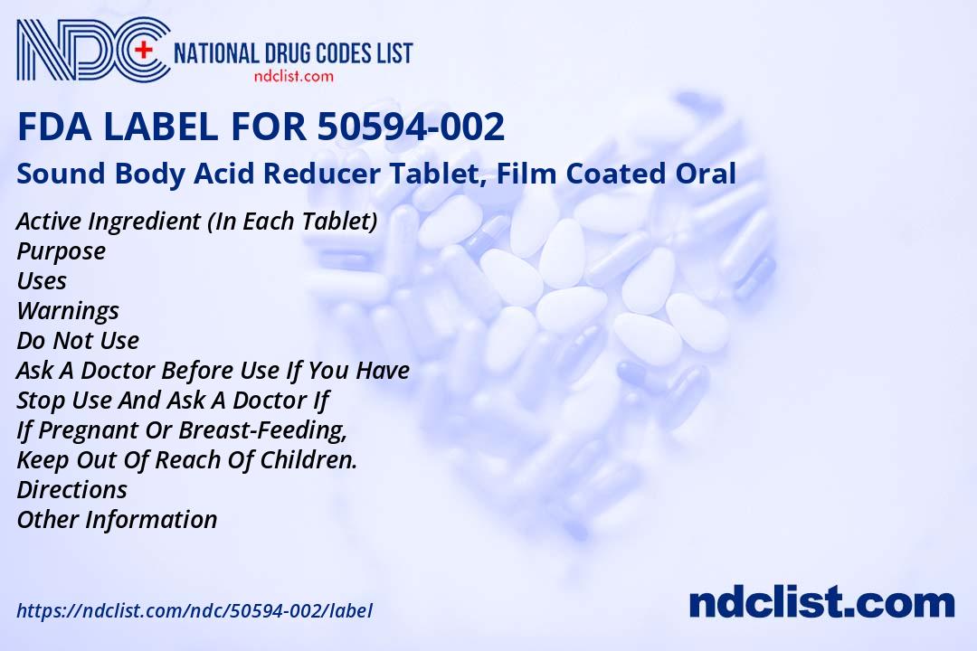 FDA Label for Sound Body Acid Reducer Tablet, Film Coated Oral ...