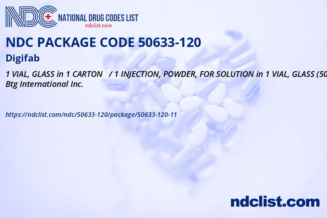 NDC Package 50633-120-11 Digifab Injection, Powder, Lyophilized, For ...