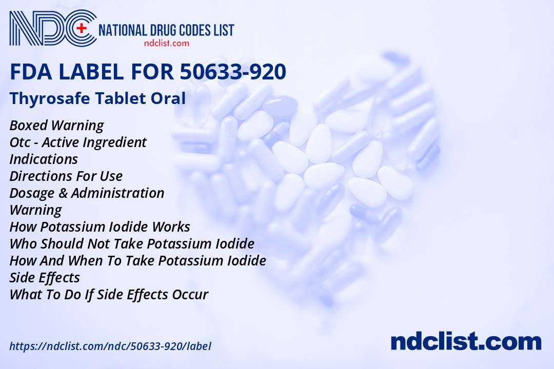 Thyrosafe Tablet FDA Label - NDC 50633-920