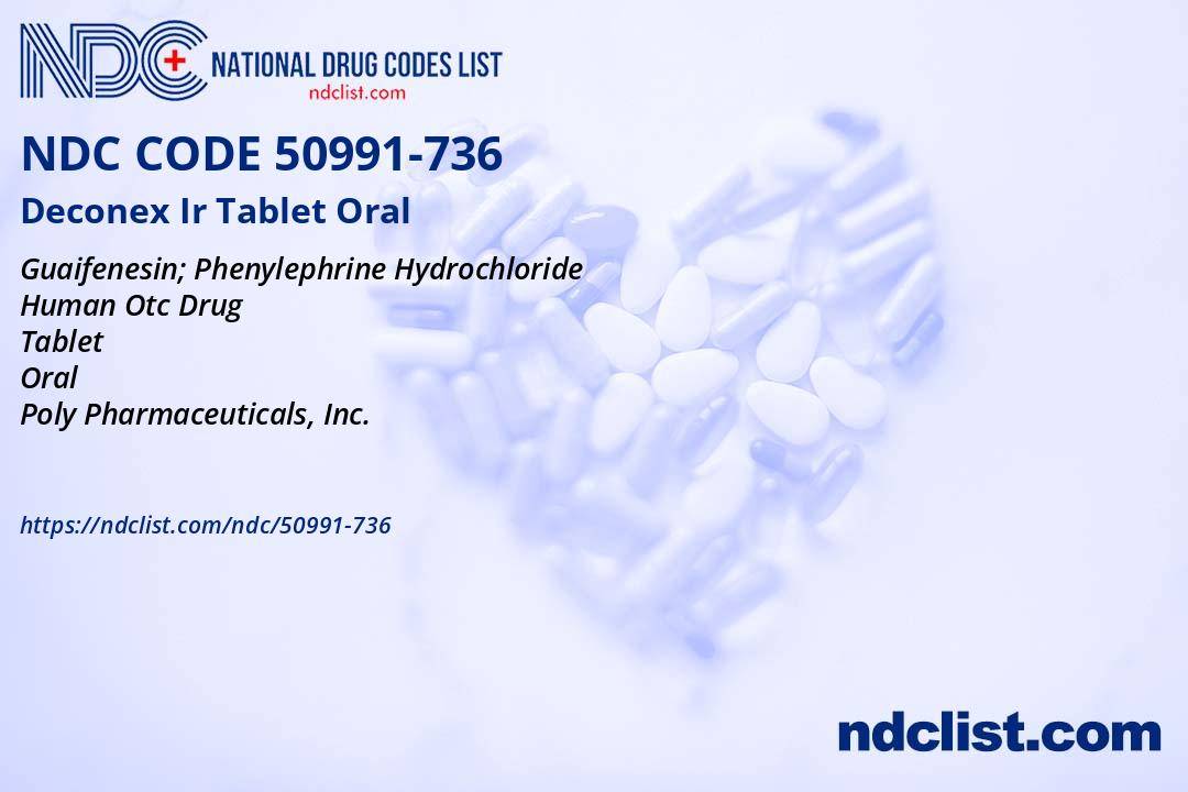 NDC 50991-736 Deconex Ir Tablet Oral