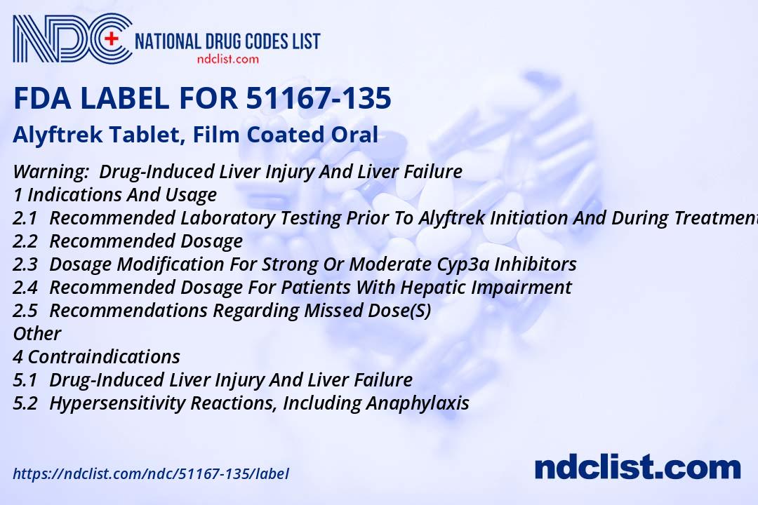 FDA Label for Alyftrek Tablet, Film Coated Oral - Indications, Usage ...