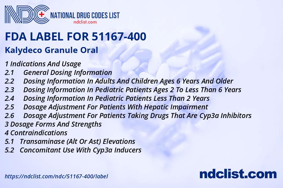 FDA Label for Kalydeco Granule Oral - Indications, Usage & Precautions