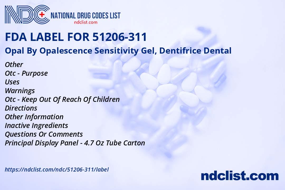 Opal By Opalescence Sensitivity FDA Label - NDC 51206-311