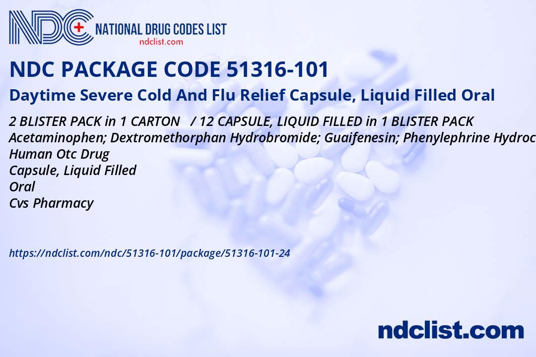 NDC Package 51316-101-24 Daytime Severe Cold And Flu Relief Capsule ...