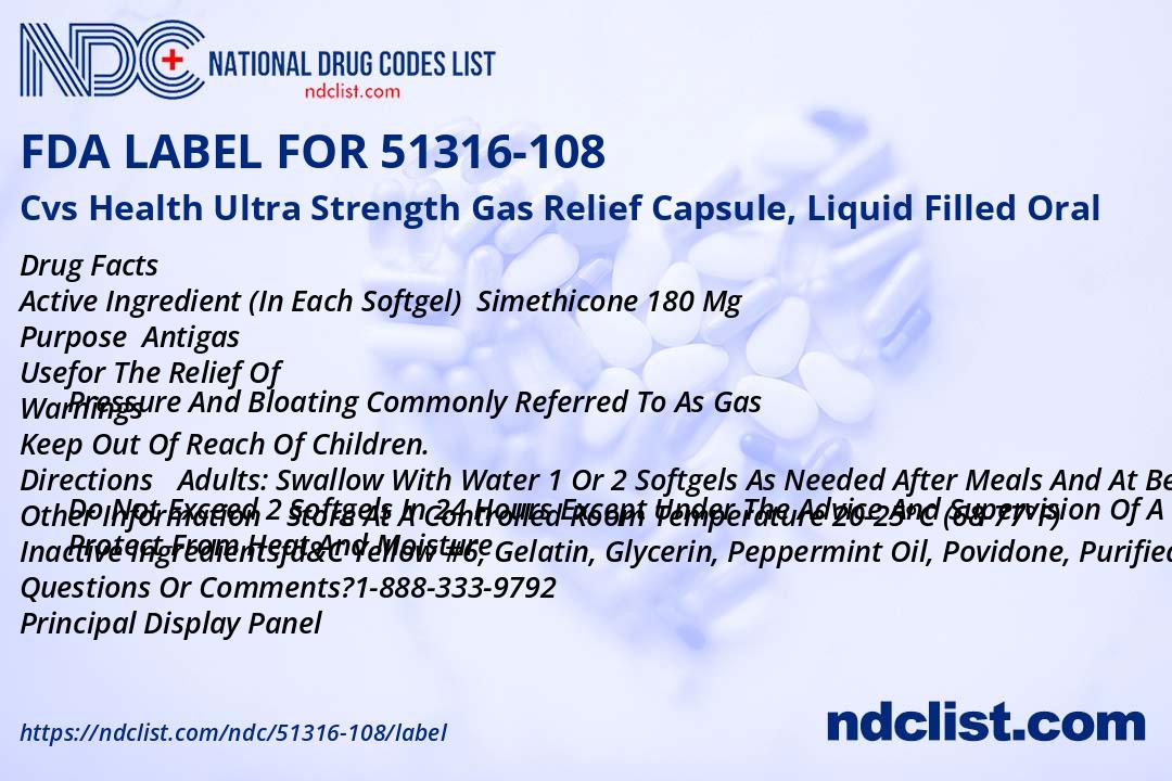 Cvs Health Ultra Strength Gas Relief- FDA Label NDC51316-108