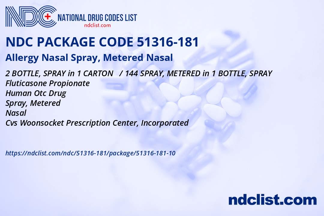 Allergy Nasal Spray, Metered NDC Package 51316-181-10