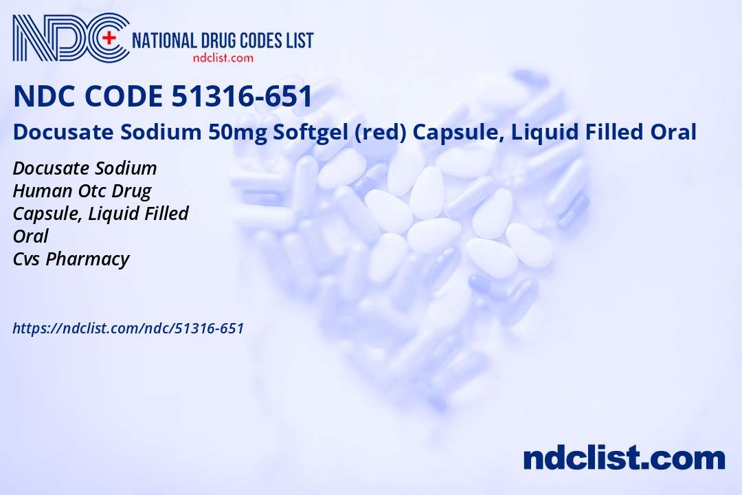Docusate Sodium 50mg Softgel (red)- NDC51316-651