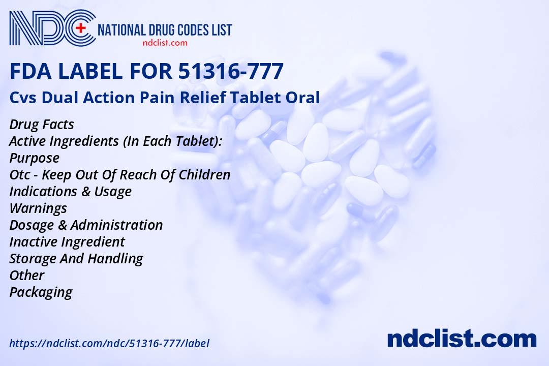 FDA Label for Cvs Dual Action Pain Relief Tablet Oral - Indications ...